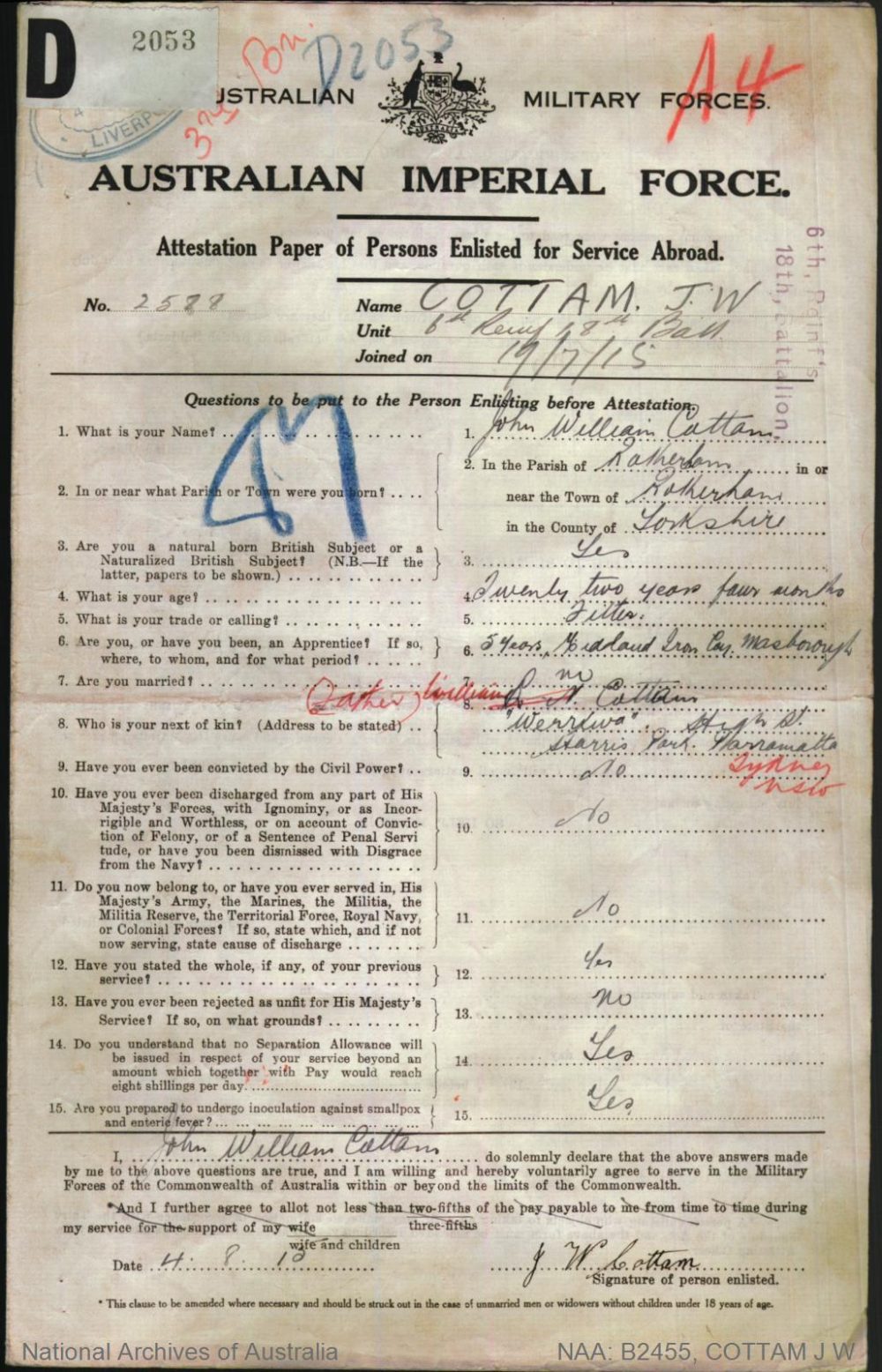 John William Cottam – Soccer Anzacs