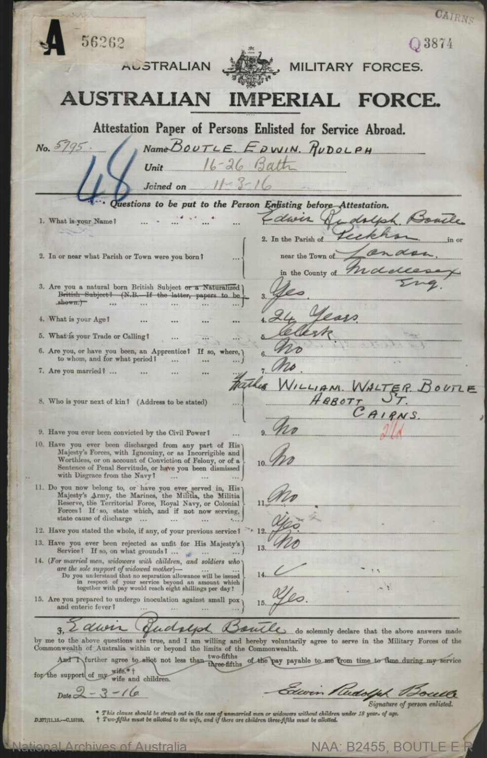 Edwin Rudolph Boutle – Soccer Anzacs