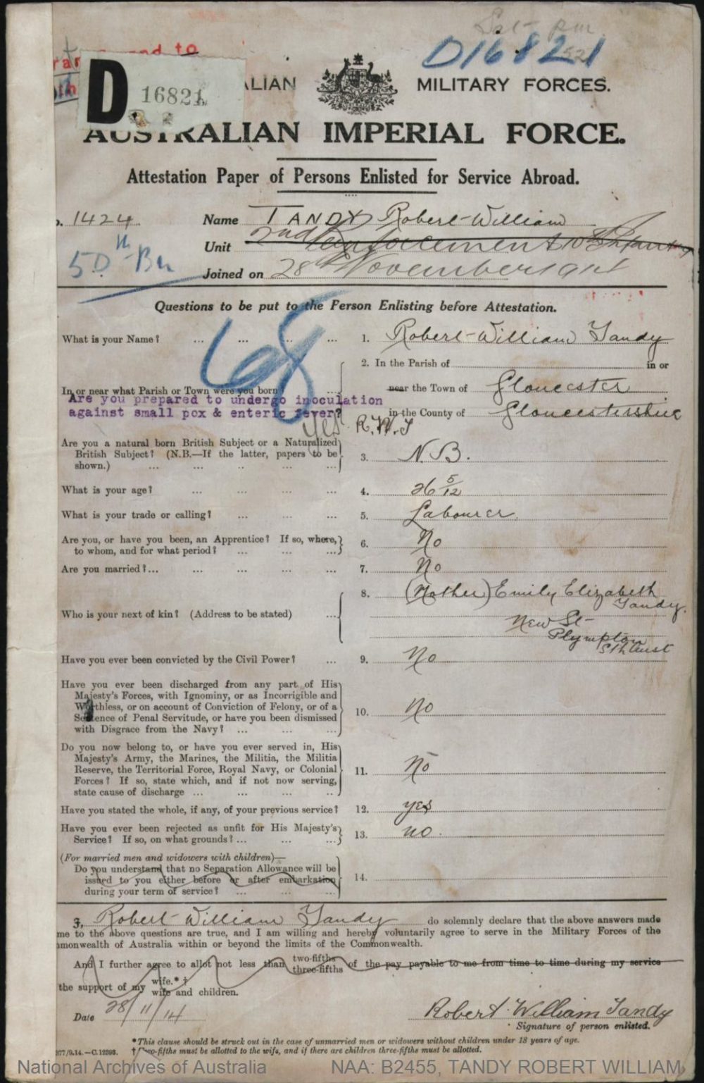 Robert William Tandy – Soccer Anzacs