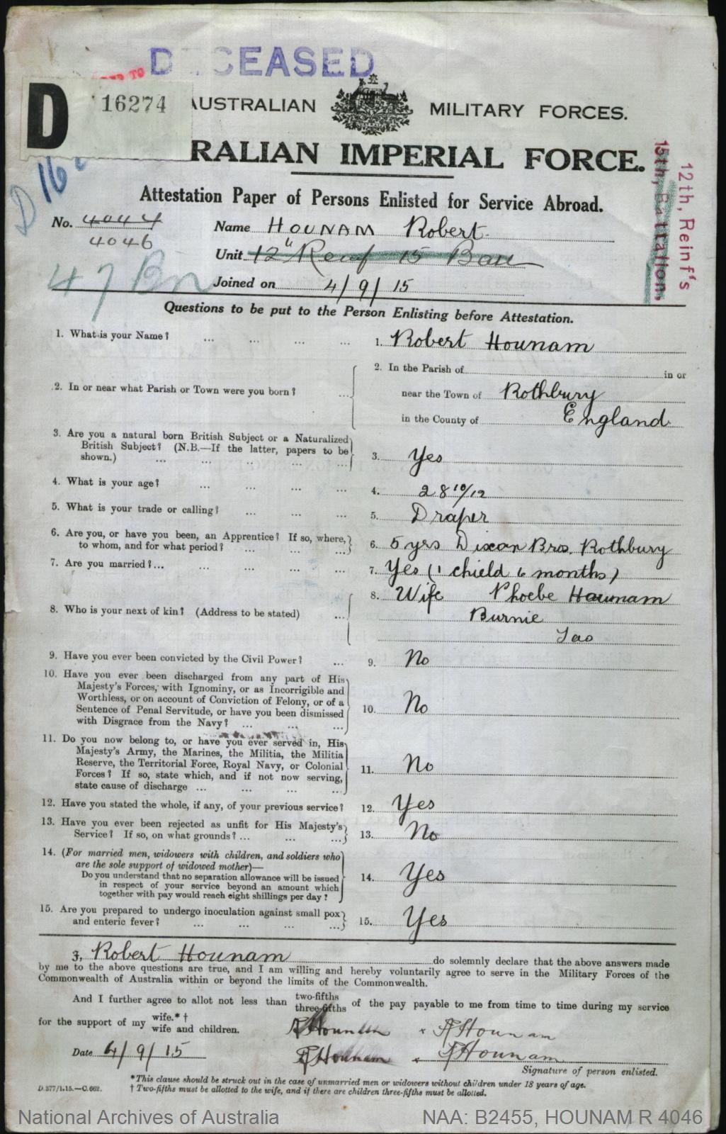 Robert Hounam – Soccer Anzacs