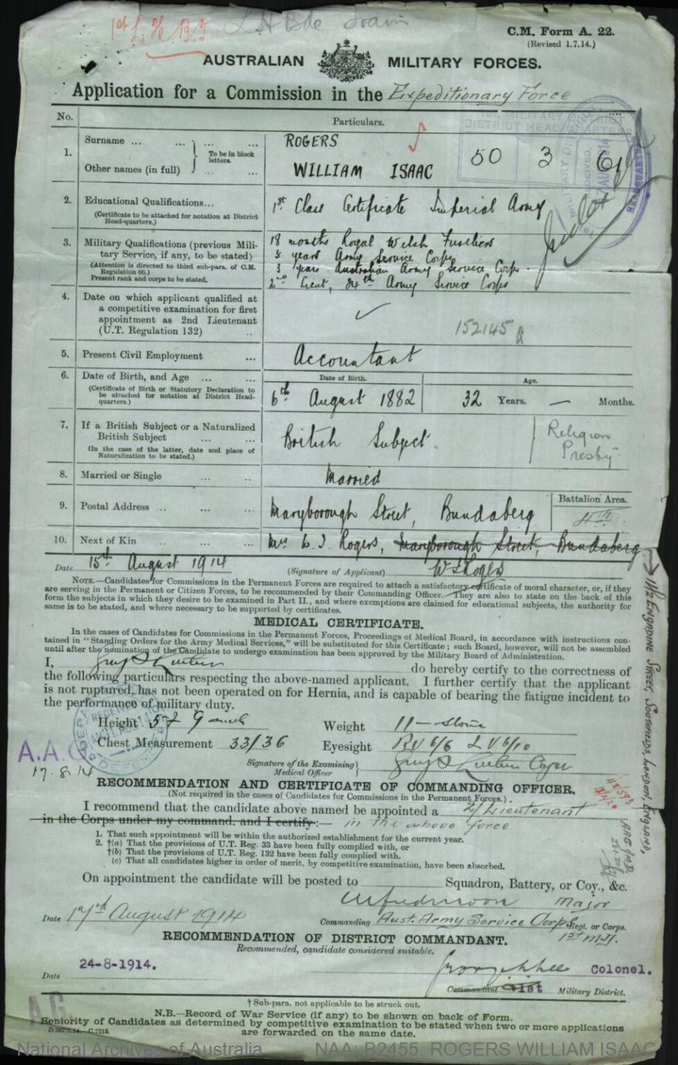 William Isaac Rogers – Soccer Anzacs
